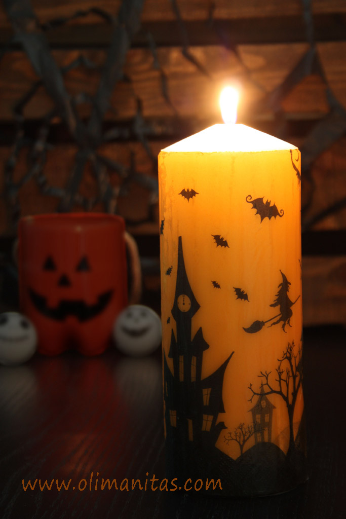VELAS PARA HALLOWEEN DECORADAS POR TÍ - OLIMANITAS